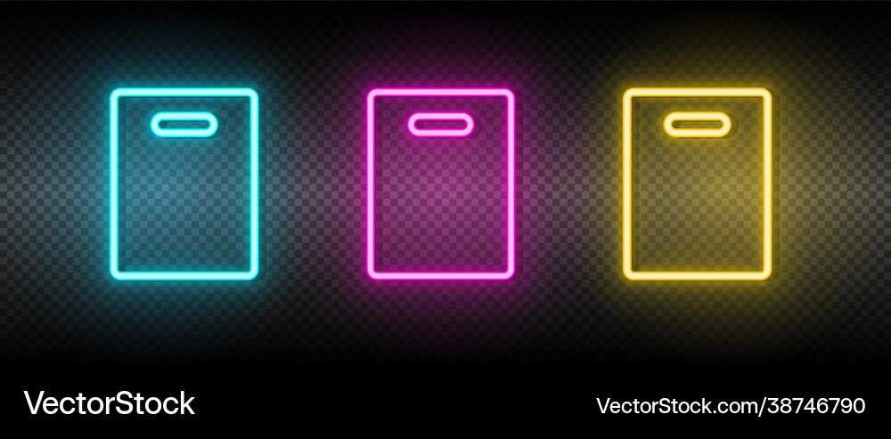 Bag shopping neon icon neon Royalty Free Vector Image