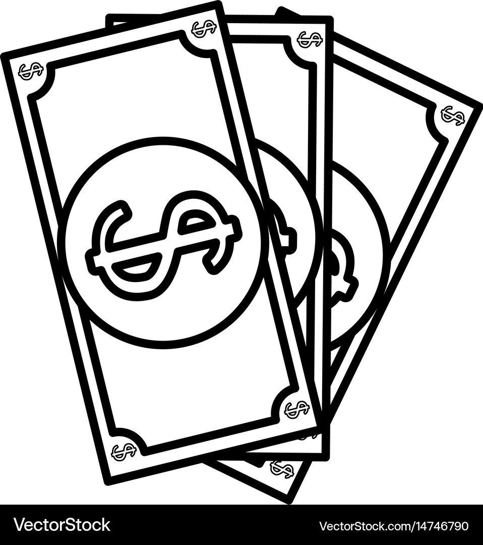 Bill dollar money isolated icon Royalty Free Vector Image