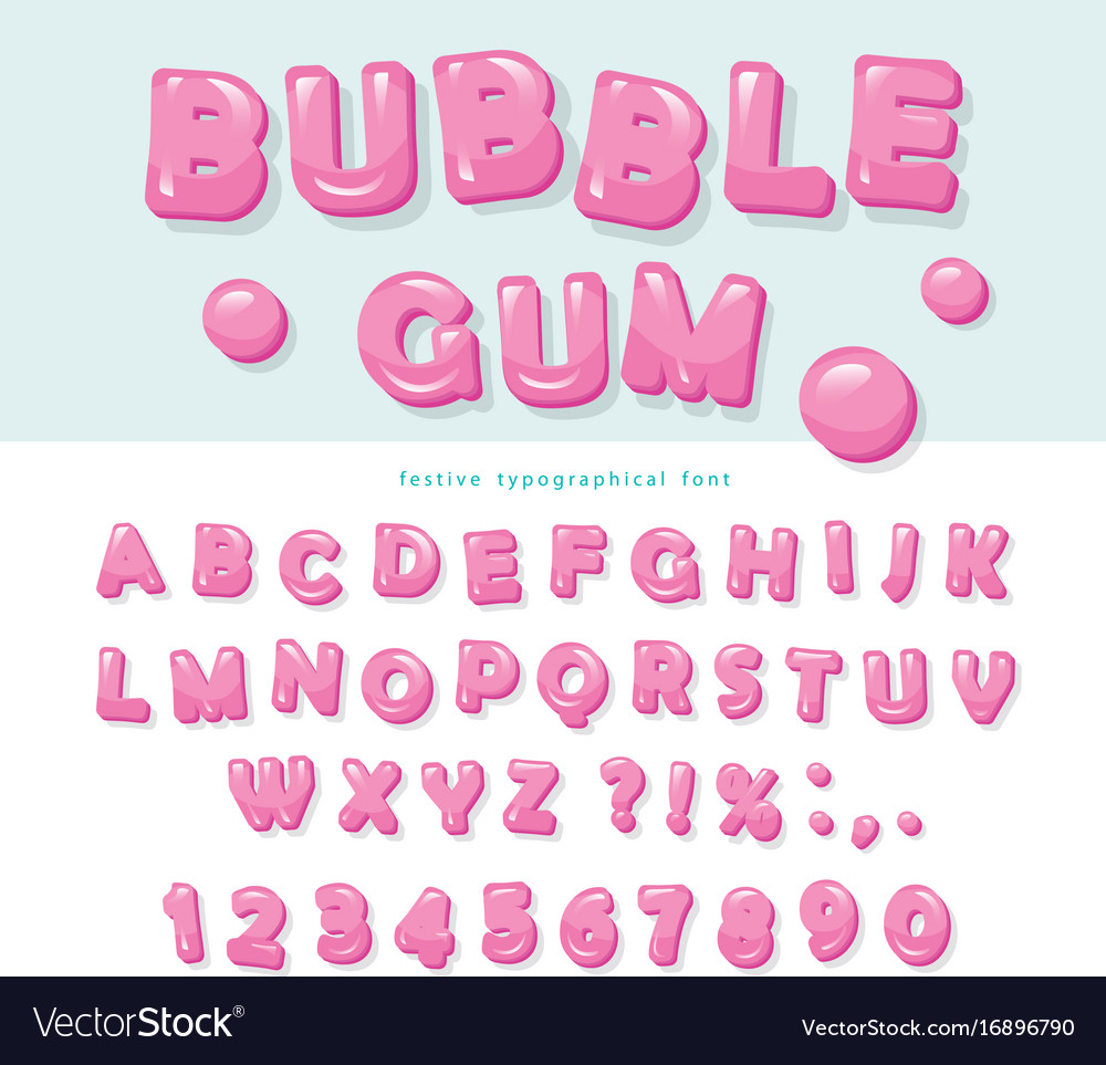Bubble Gum Font Design Sweet Abc Letters And Vector Image