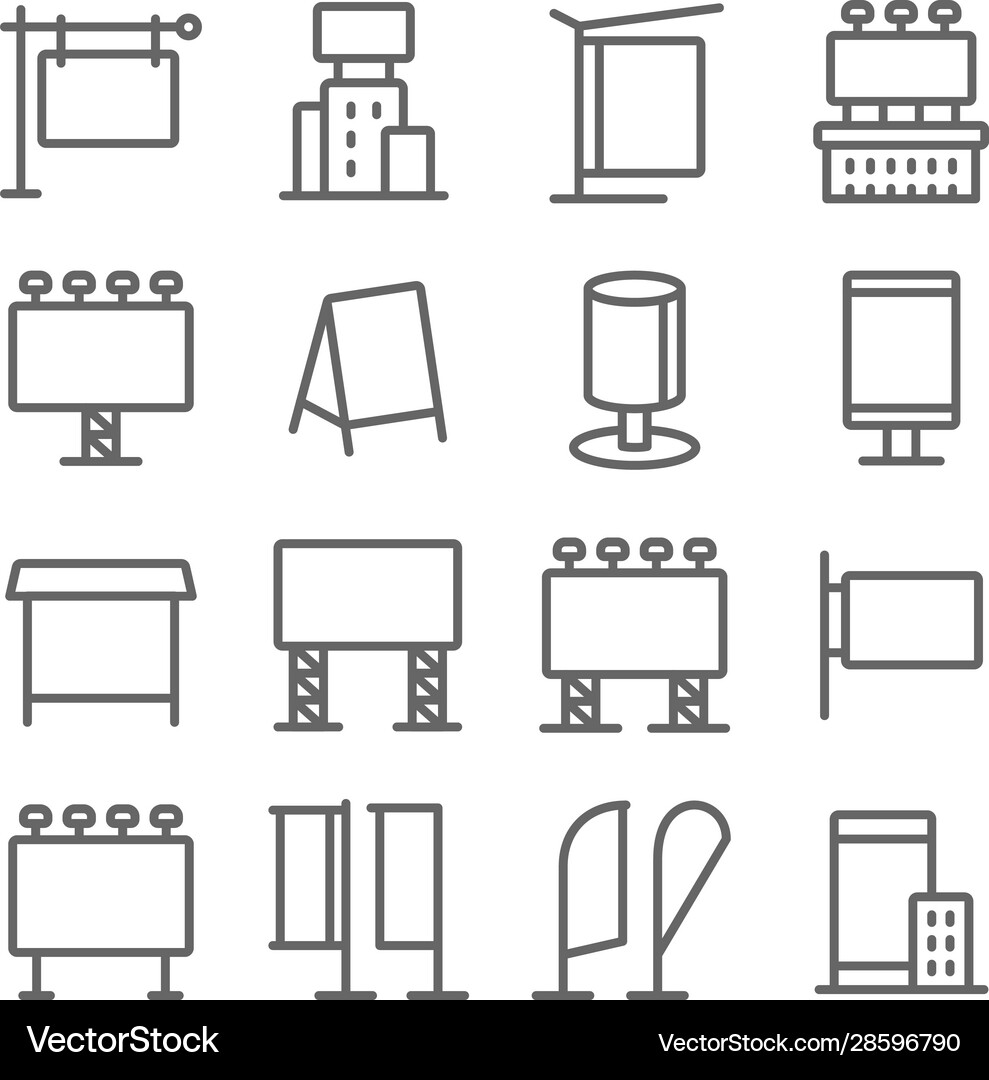 Digital advertise media icons set Royalty Free Vector Image