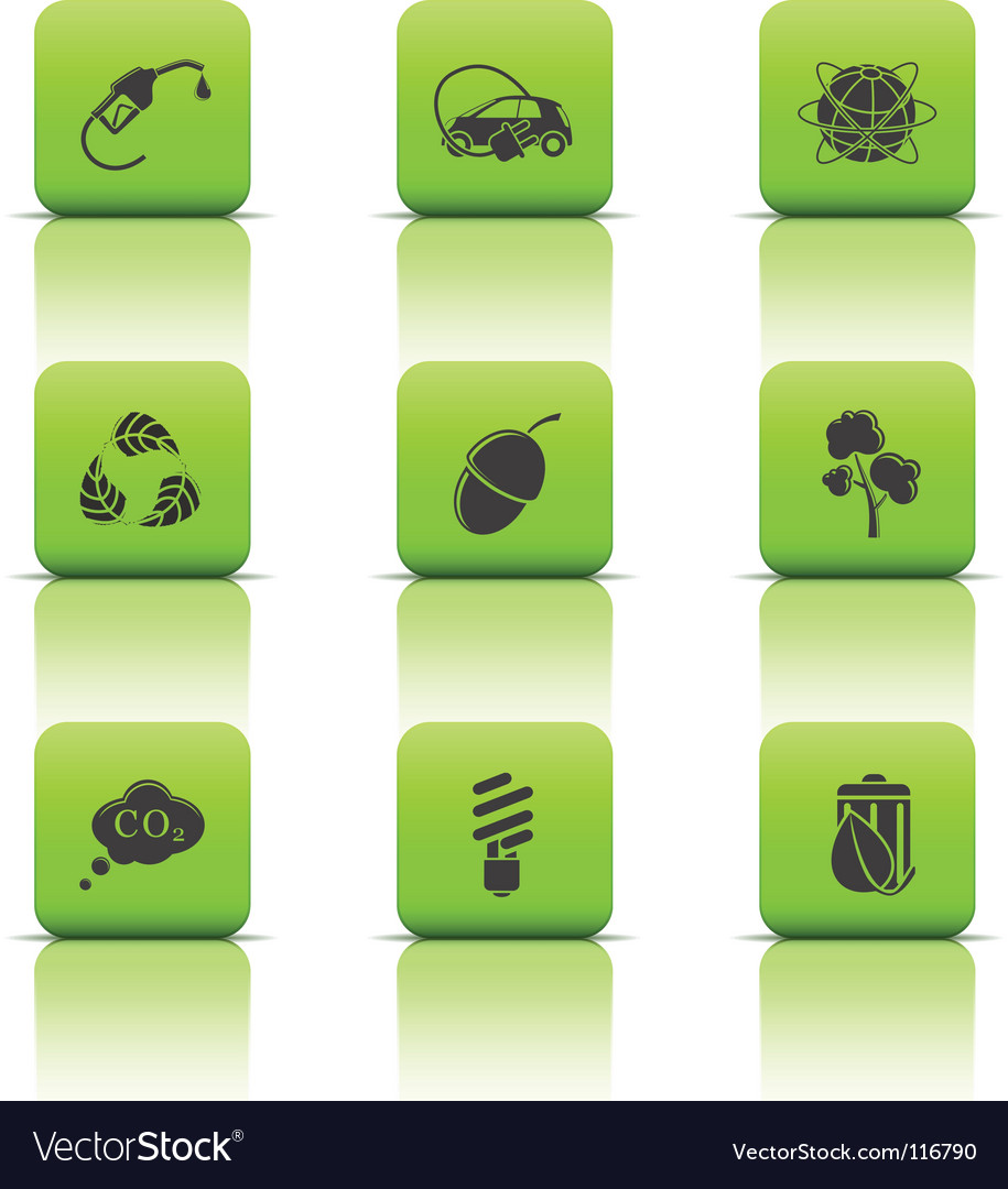 Eco Icons Green Buttons Set Royalty Free Vector Image