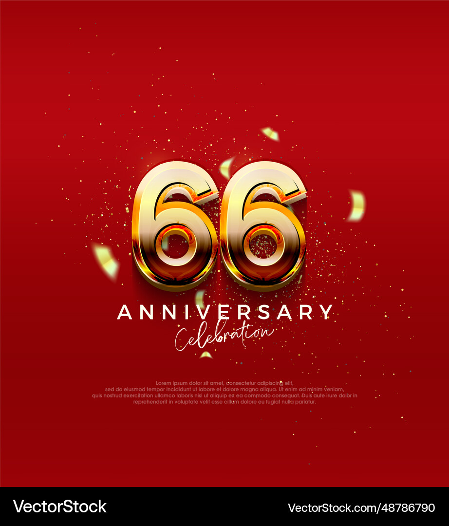 Golden number for 66th anniversary celebration Vector Image