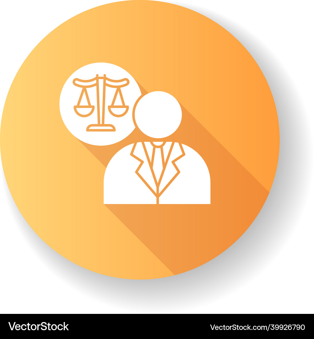 Lawyer orange flat design long shadow glyph icon Vector Image