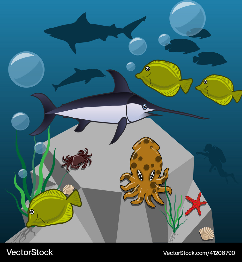 Marine life and animals Royalty Free Vector Image