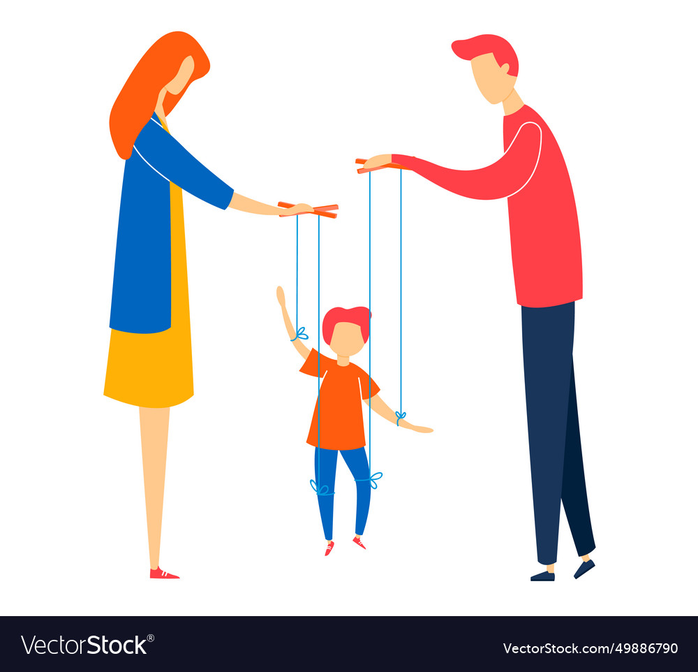 Parents controlling child with strings like puppet
