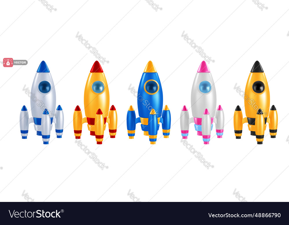 Space rocket 3d set Royalty Free Vector Image - VectorStock