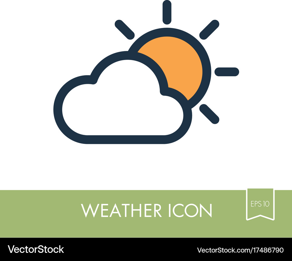 Sun and cloud icon meteorology weather Royalty Free Vector
