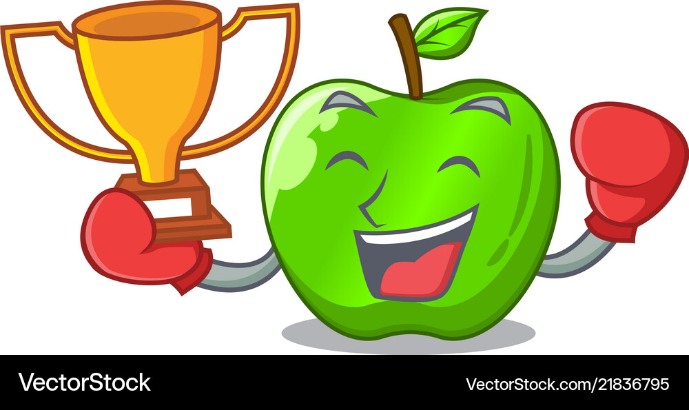 Boxing winner green smith apple isolated on Vector Image