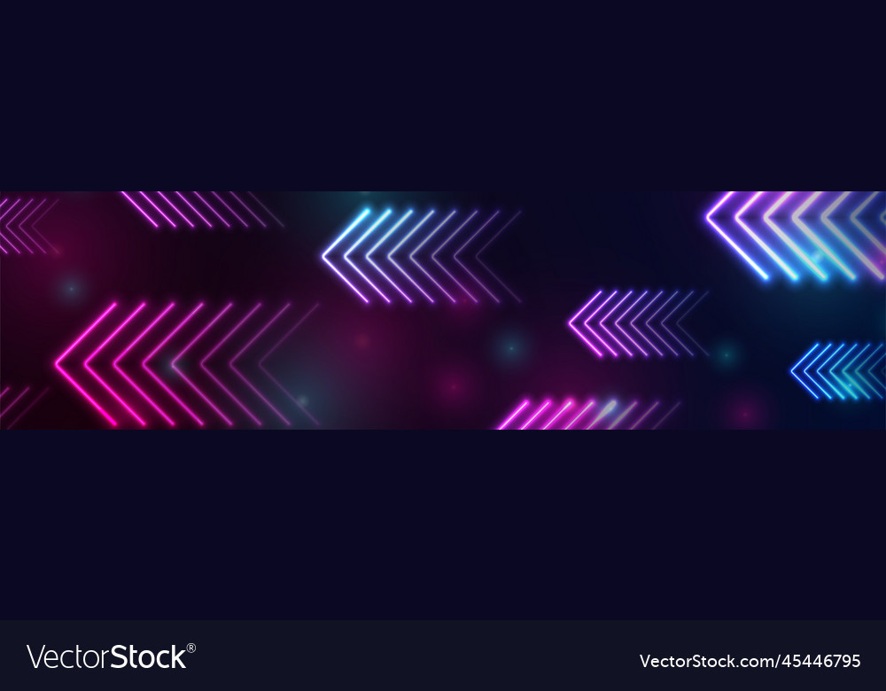 Bright blue purple abstract neon arrows tech Vector Image