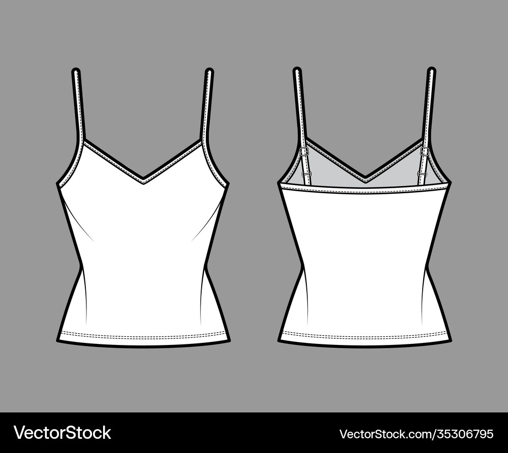 Camisole v-neck cotton-jersey top technical Vector Image
