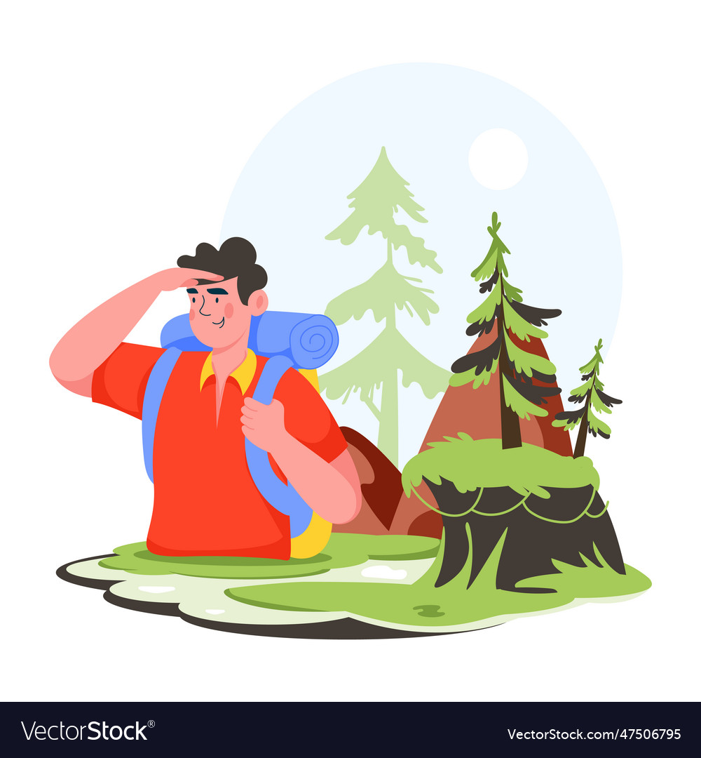 Forest backpacker Royalty Free Vector Image - VectorStock