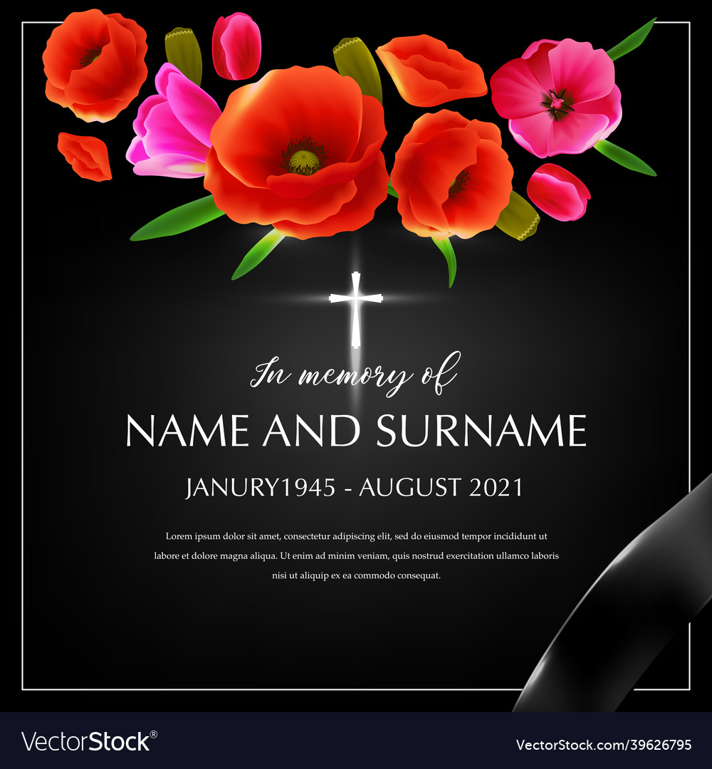Funeral memory name composition Royalty Free Vector Image