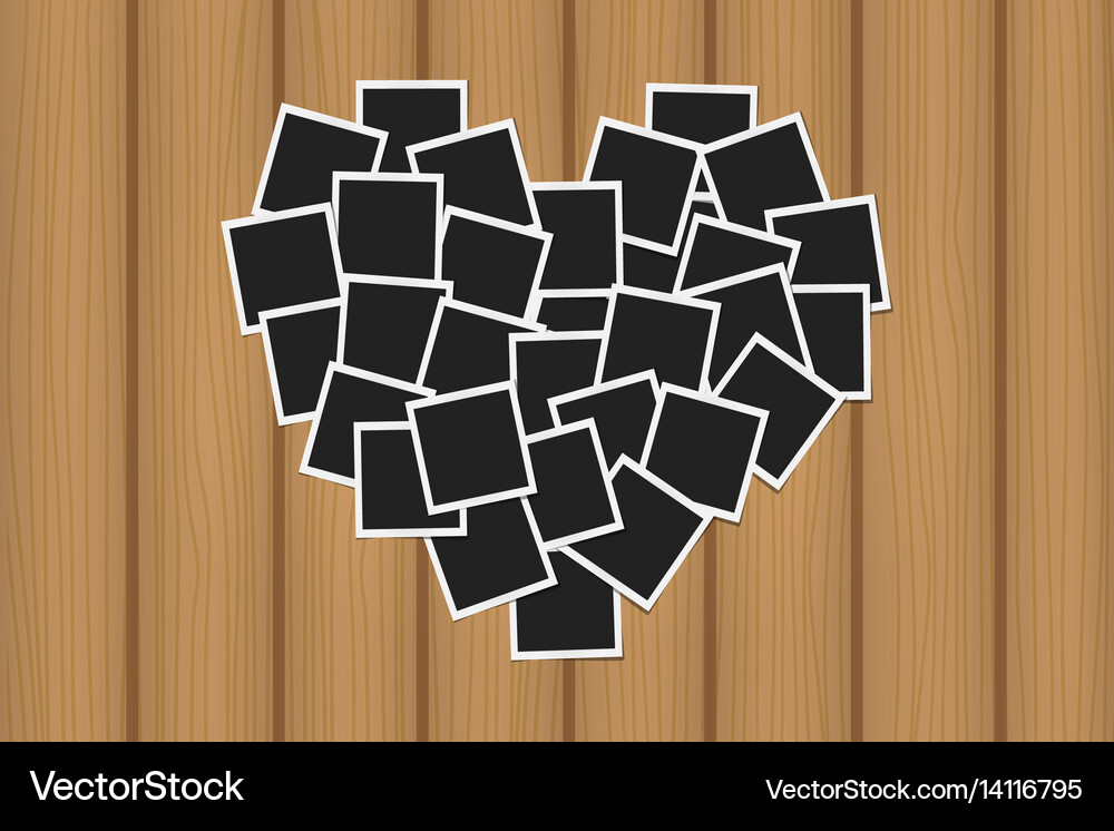 Heart concept made with photo frames on brown Vector Image
