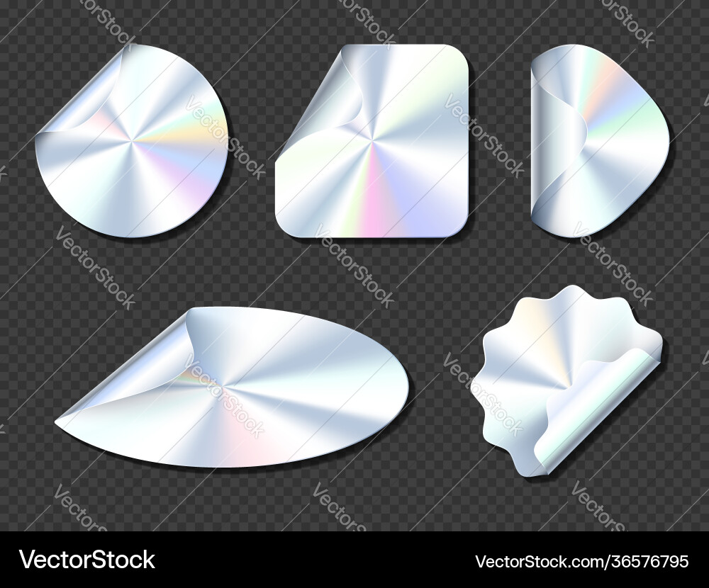 Holographic stickers silver labels with curl edges