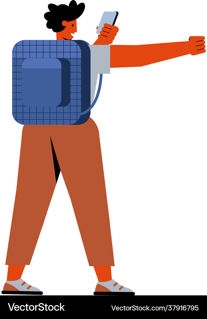 Man walking using smartphone Royalty Free Vector Image