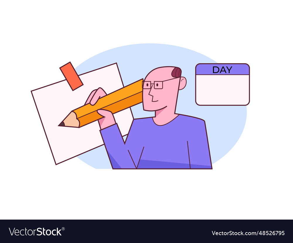 Man writing notes write on sticky develop Vector Image