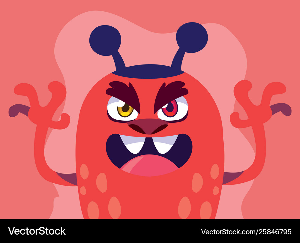 Red monster cartoon design icon Royalty Free Vector Image