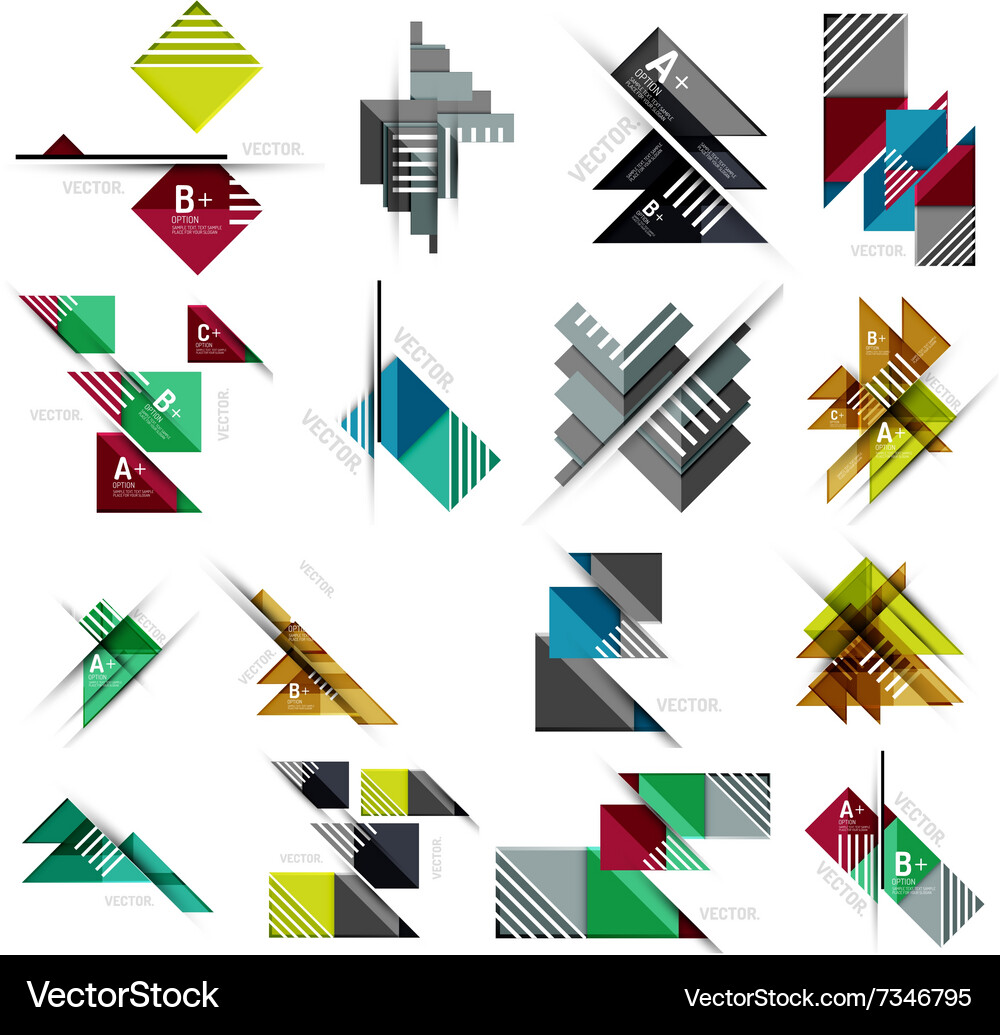Set paper design style geometrical banners Vector Image