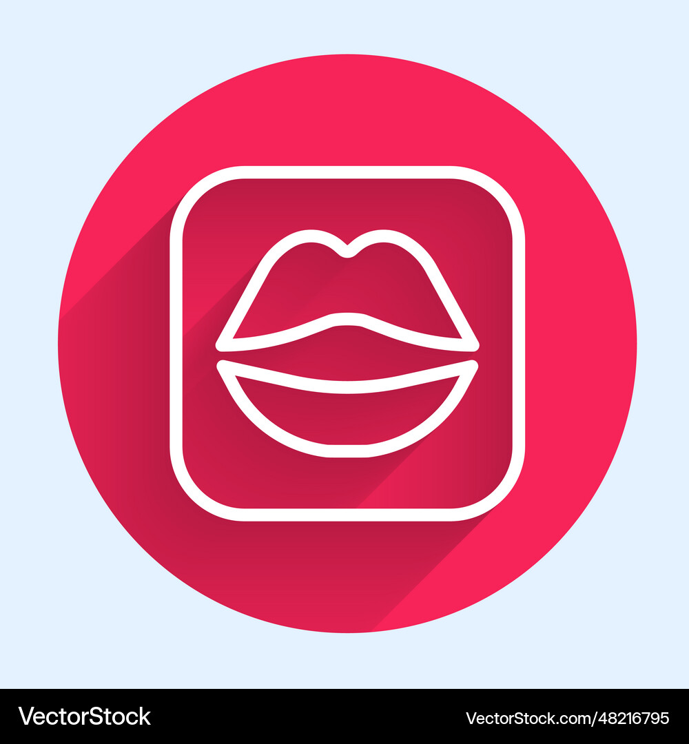 White line smiling lips icon isolated with long Vector Image