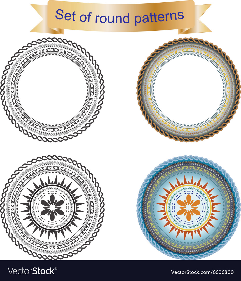 4 Set of round pattern Royalty Free Vector Image
