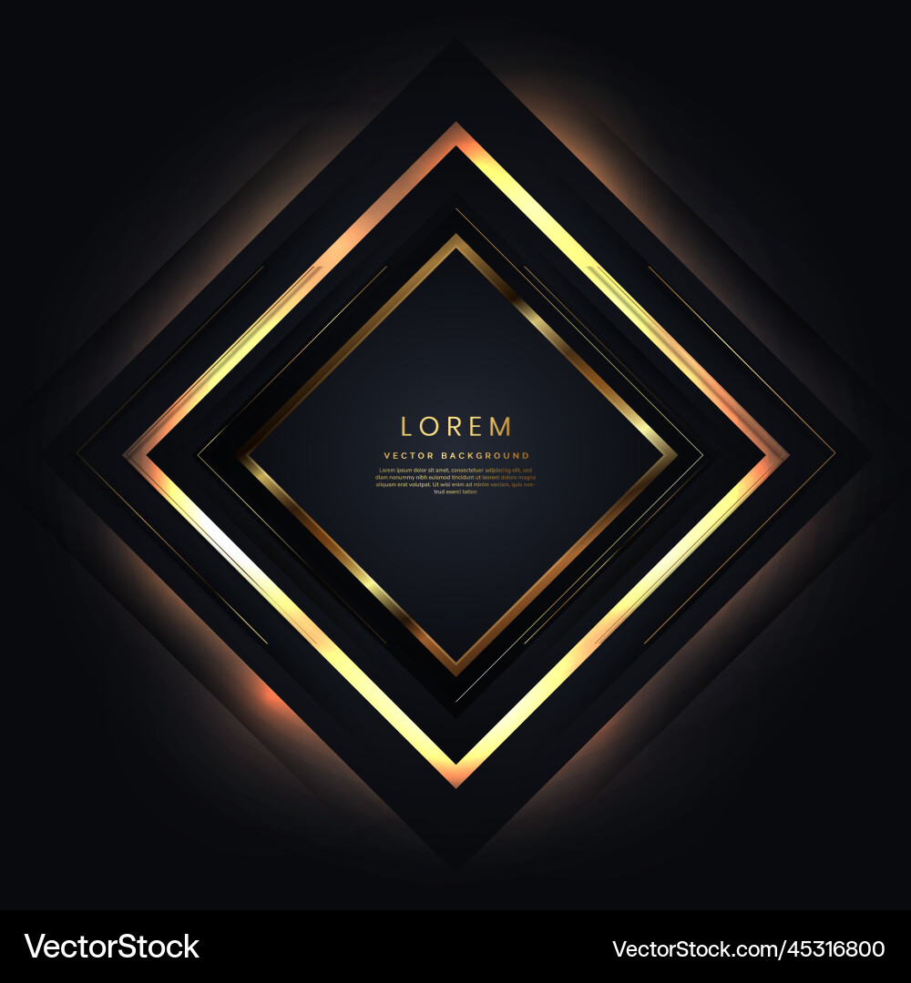 Abstract luxury gold square lines frame on black Vector Image