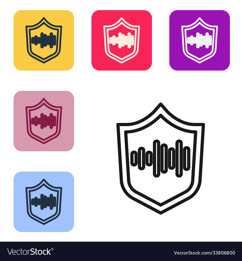 Black line shield voice recognition icon isolated Vector Image