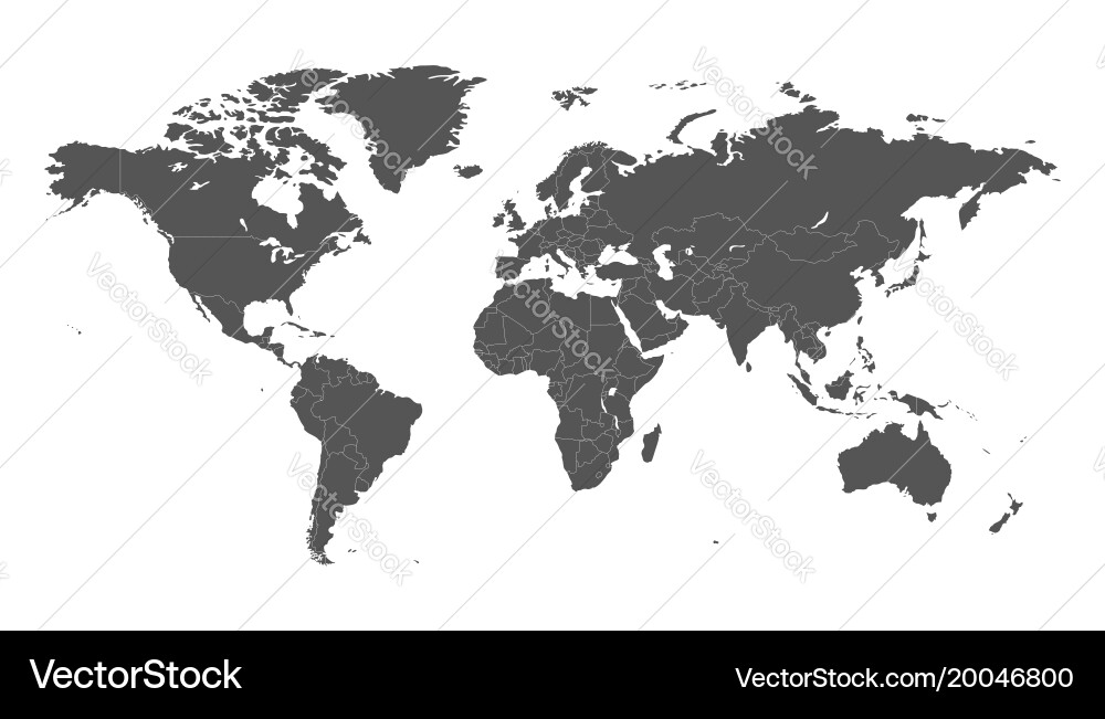 Blank grey political world map isolated on white Vector Image