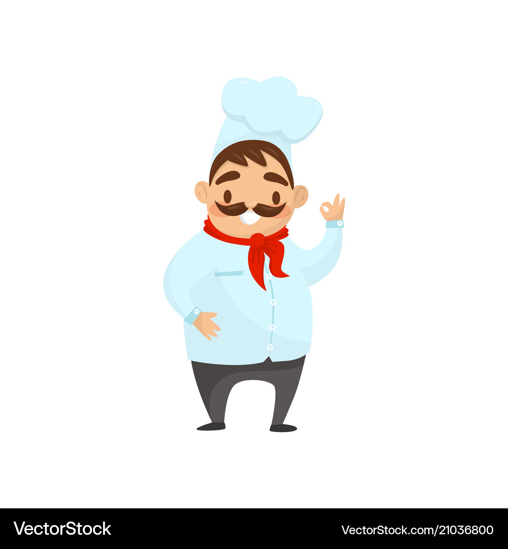 Cartoon chef character showing ok gesture smiling Vector Image