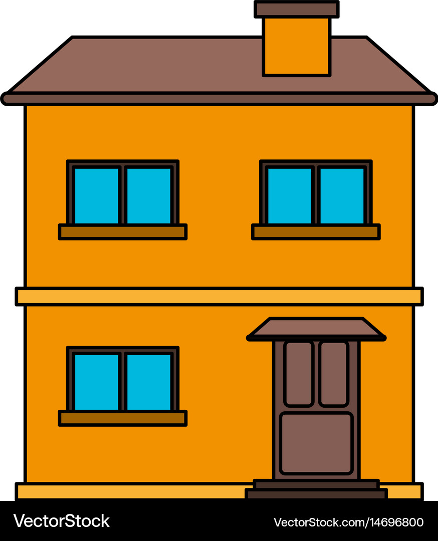 Colorful image cartoon facade comfortable house Vector Image