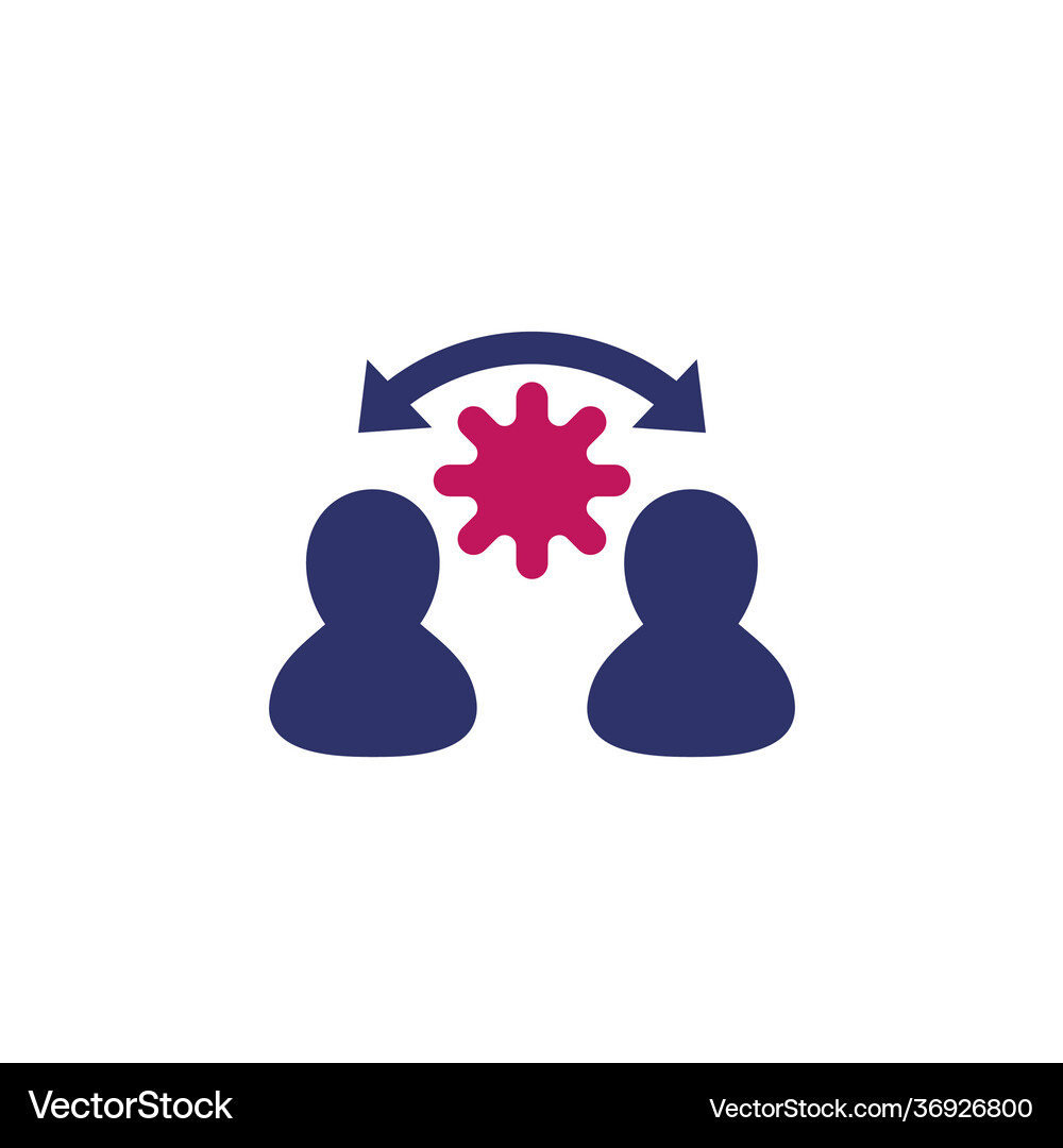 Contagion icon with virus on white Royalty Free Vector Image