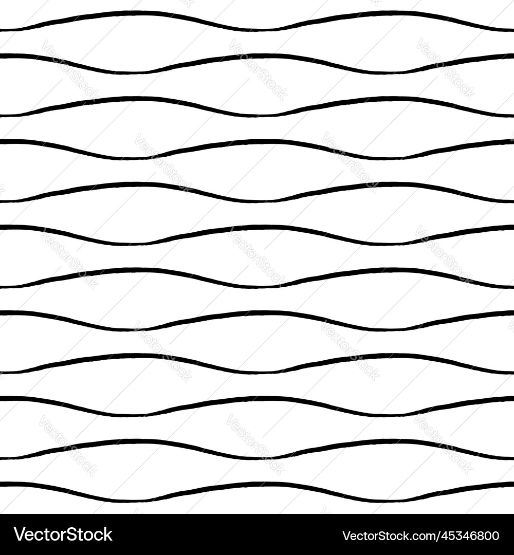 Monochrome black white abstract wave line stroke Vector Image