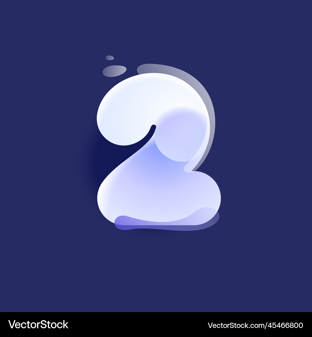 Number two lilac colored logo in glassmorphism Vector Image