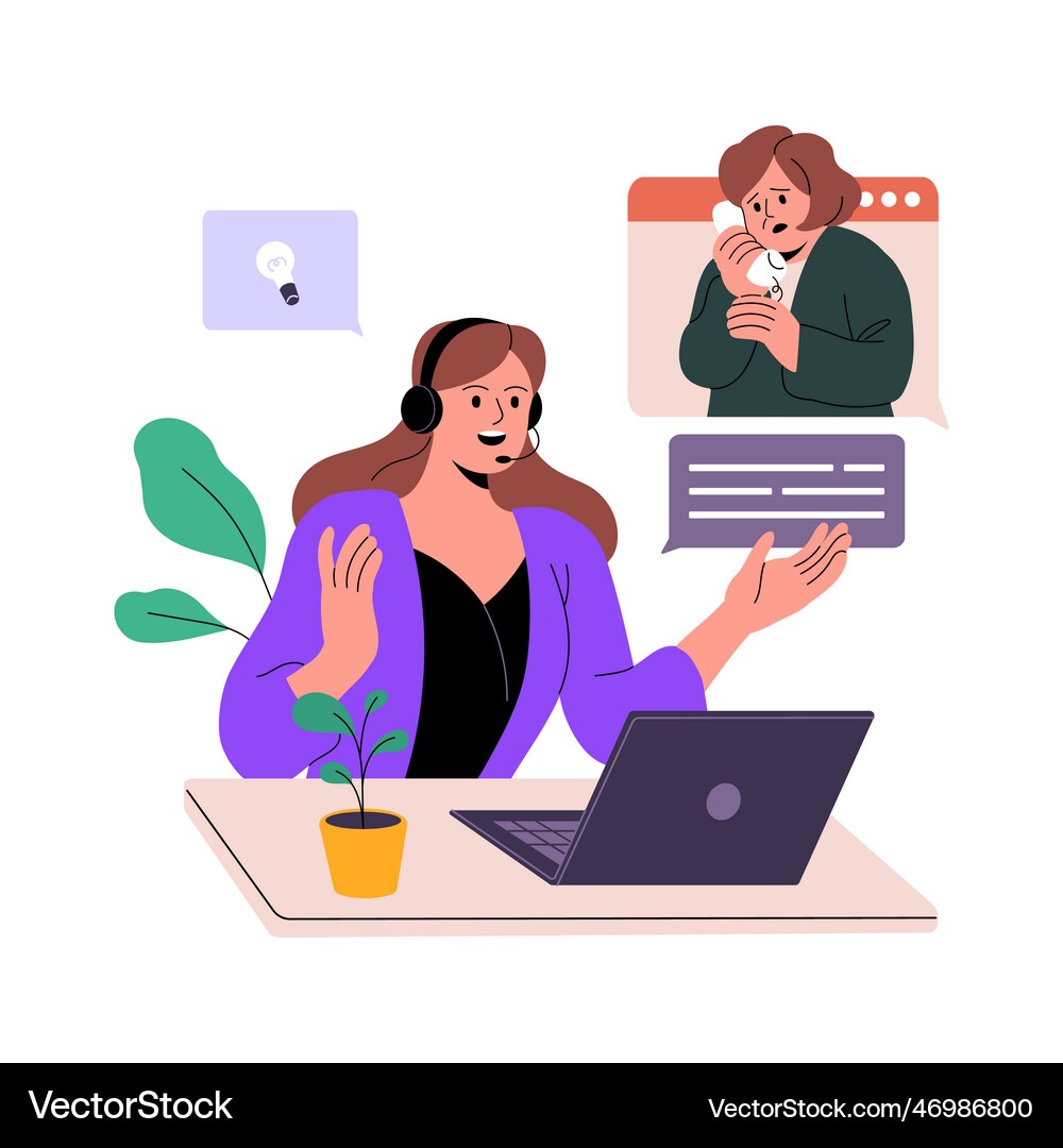 Old woman calling to customer support center Vector Image