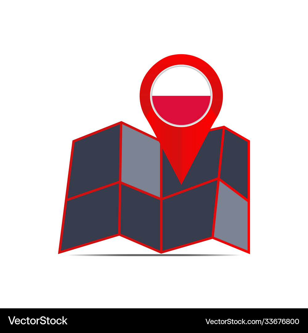 Poland map icon with country flag Royalty Free Vector Image