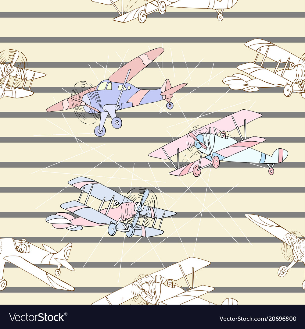 Seamless pattern with and airplane Royalty Free Vector Image