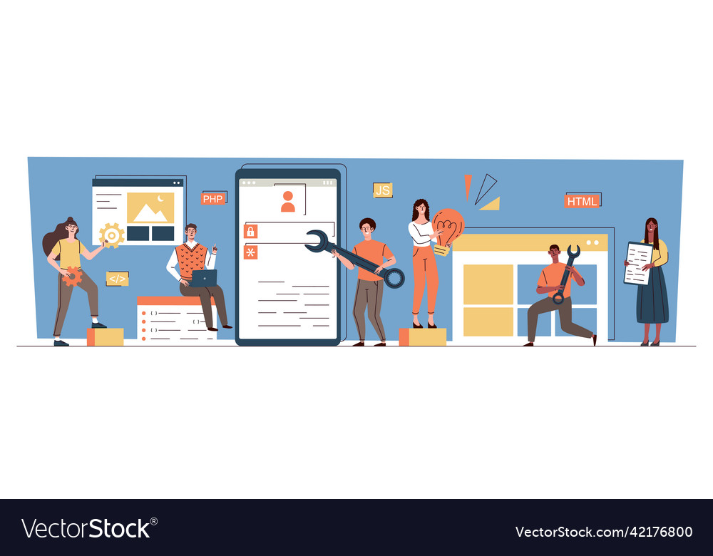 Software Development Team Concept Royalty Free Vector Image