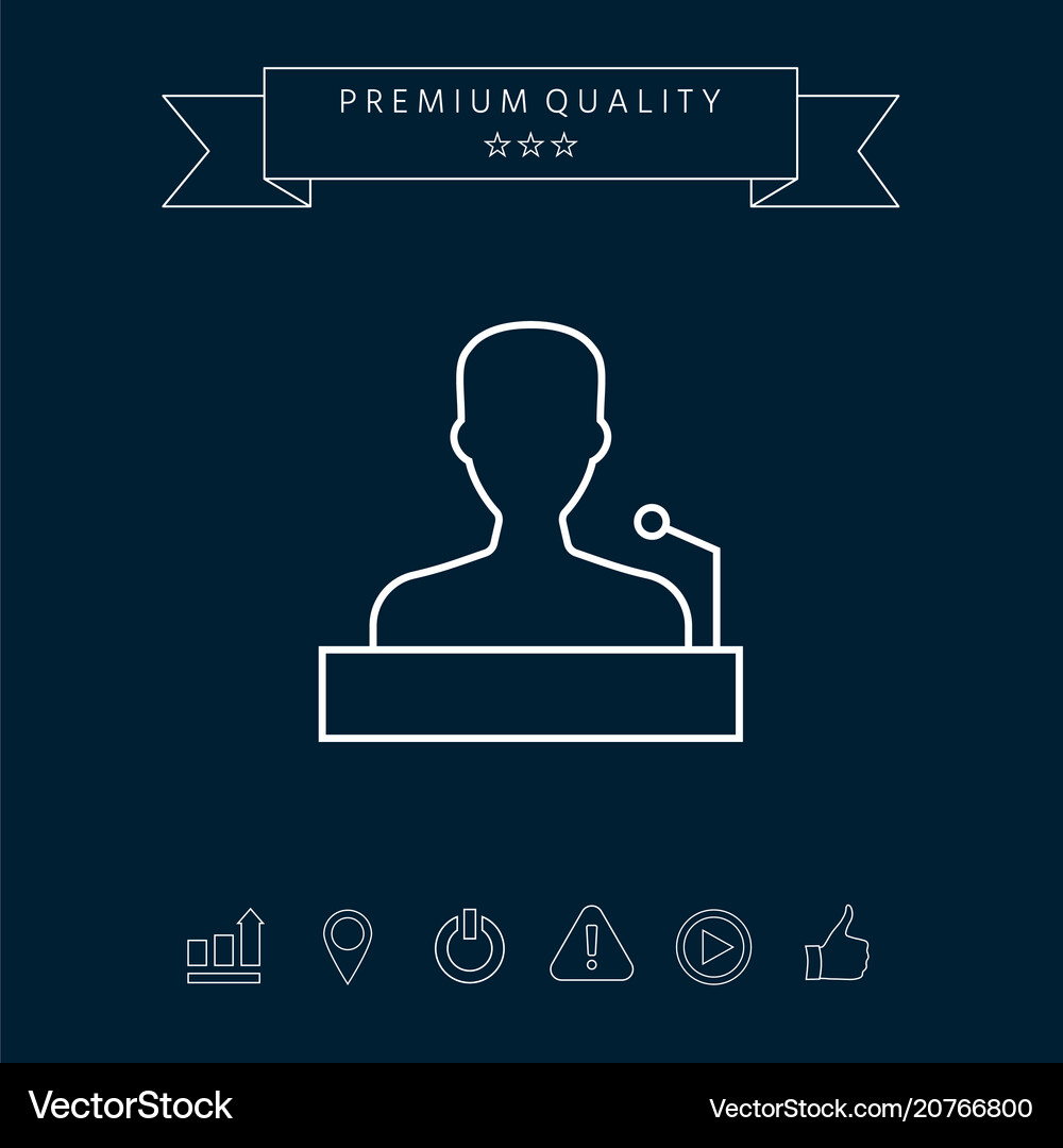 Speaker orator speaking from tribune - line icon Vector Image