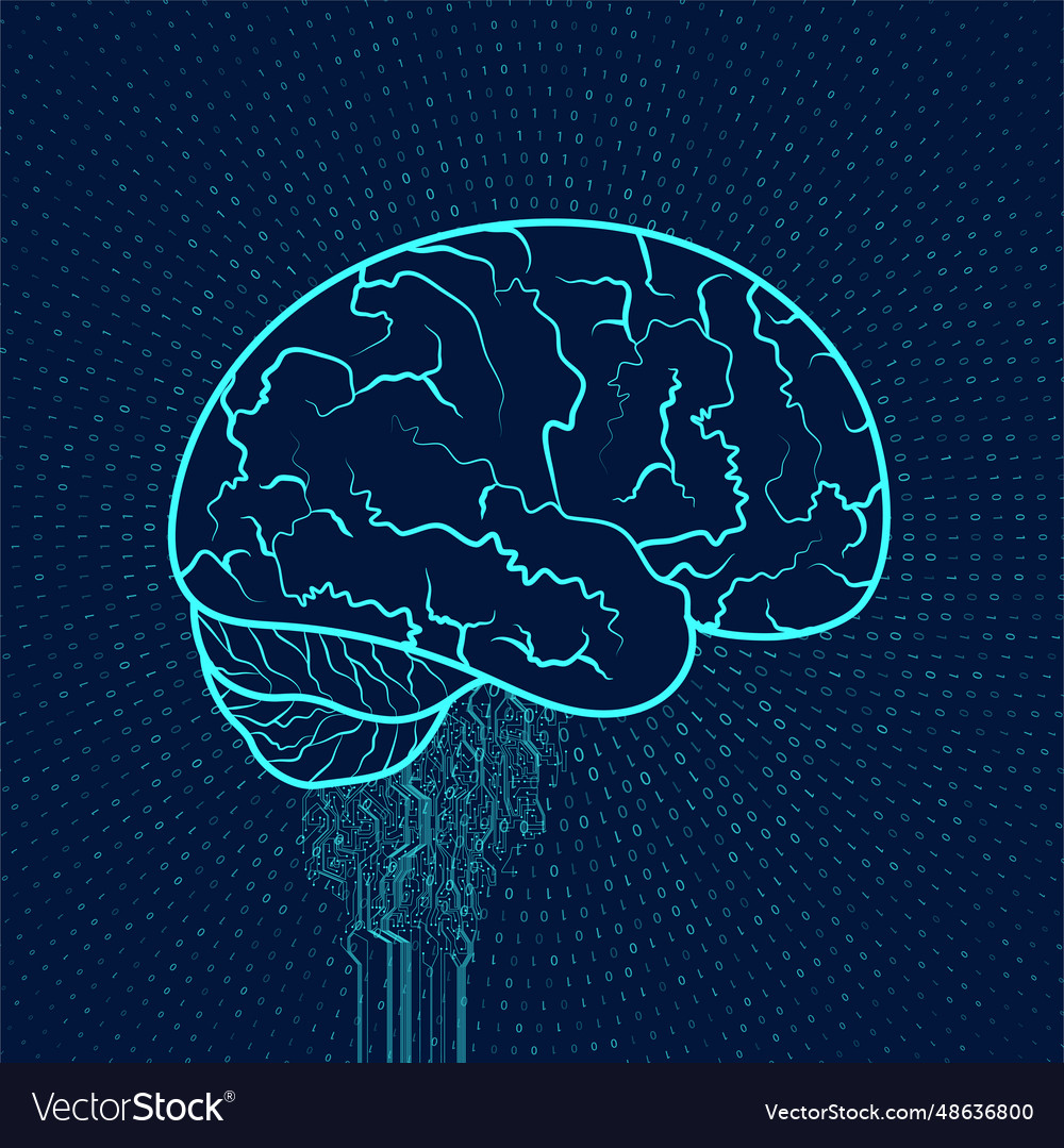 Technological brain and machine learning Vector Image