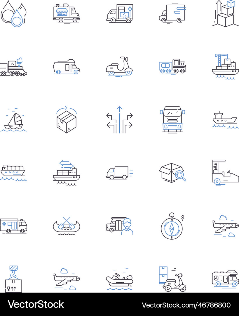 Transporting line icons collection shipping Vector Image