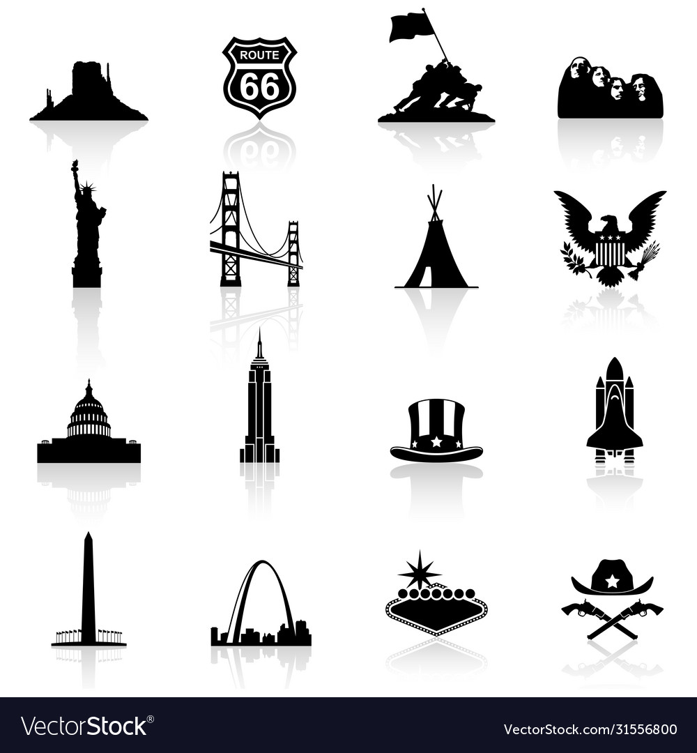 Us monuments and icons Royalty Free Vector Image
