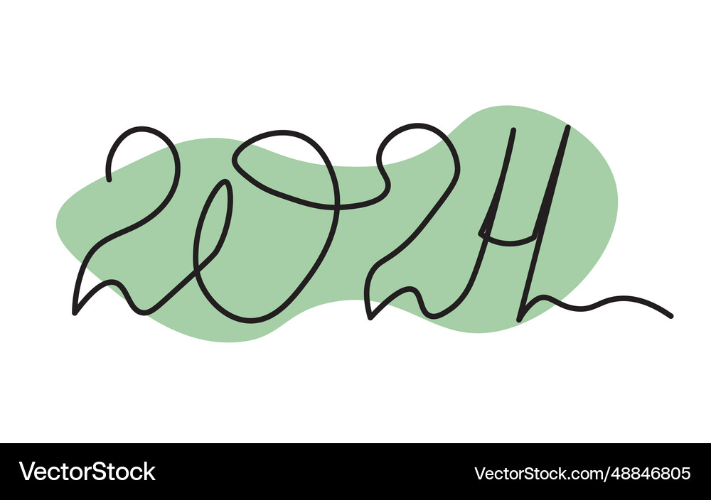 2024 continuous one line thin art freehand Vector Image