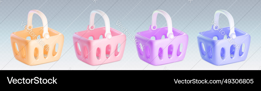 3d set of shop baskets Royalty Free Vector Image