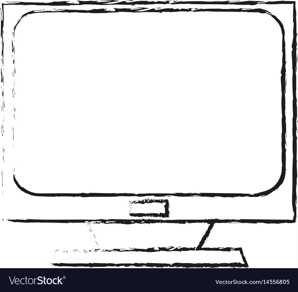 Blurred Silhouette Lcd Monitor For Desk Computer Vector Image