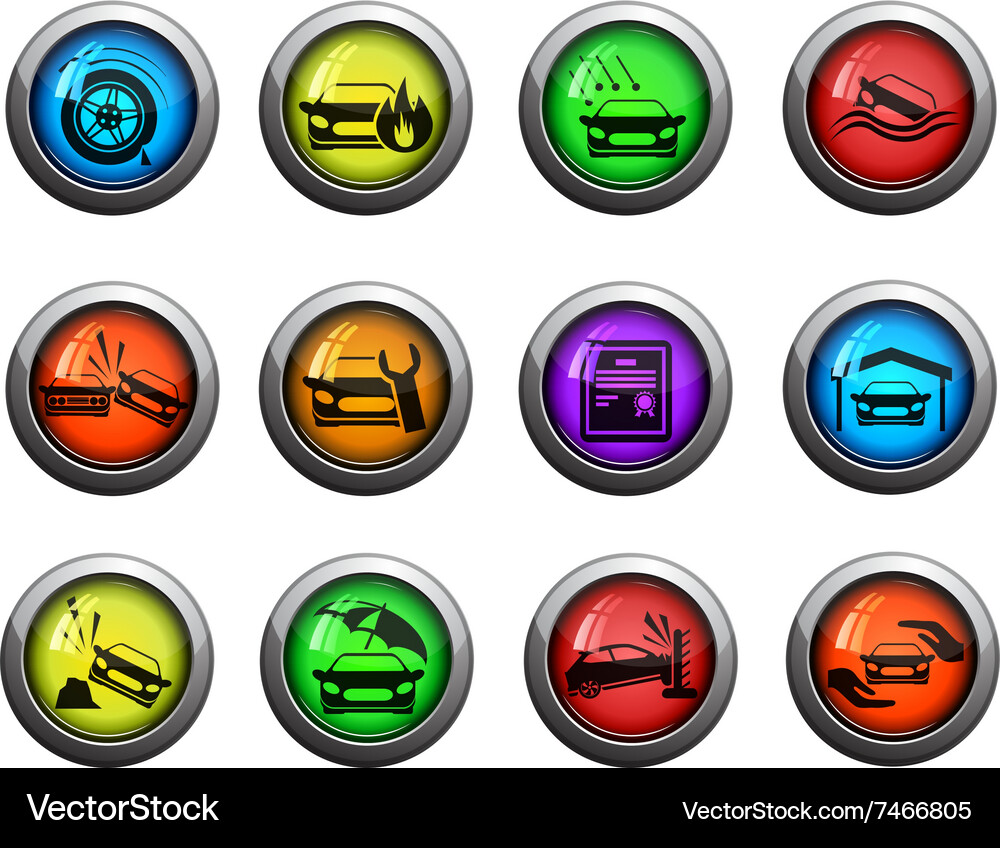 Car insurance icons set Royalty Free Vector Image