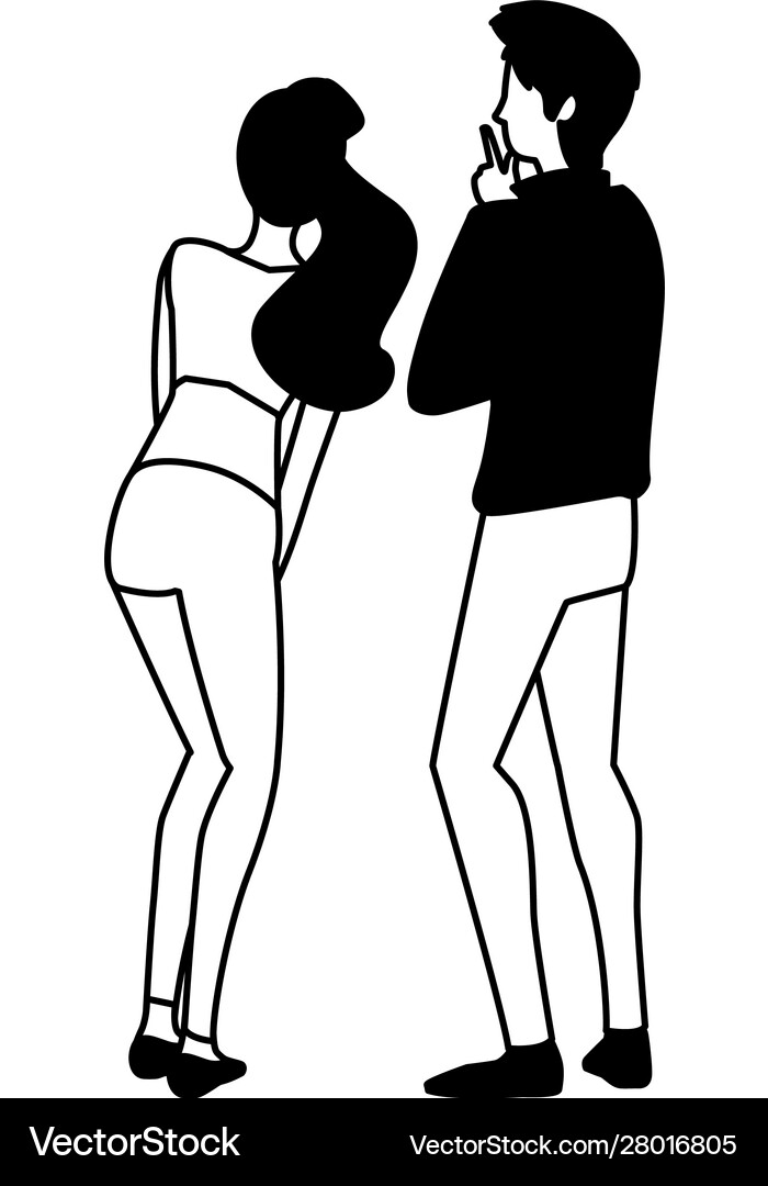 Couple people in back position on white Royalty Free Vector