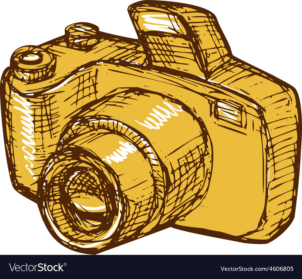 Digital camera drawing Royalty Free Vector Image