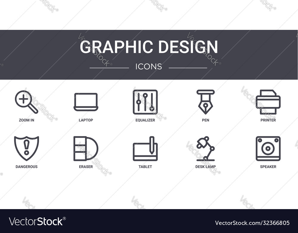 Graphic design concept line icons set contains Vector Image Graphic design concept line icons set contains Vector Image