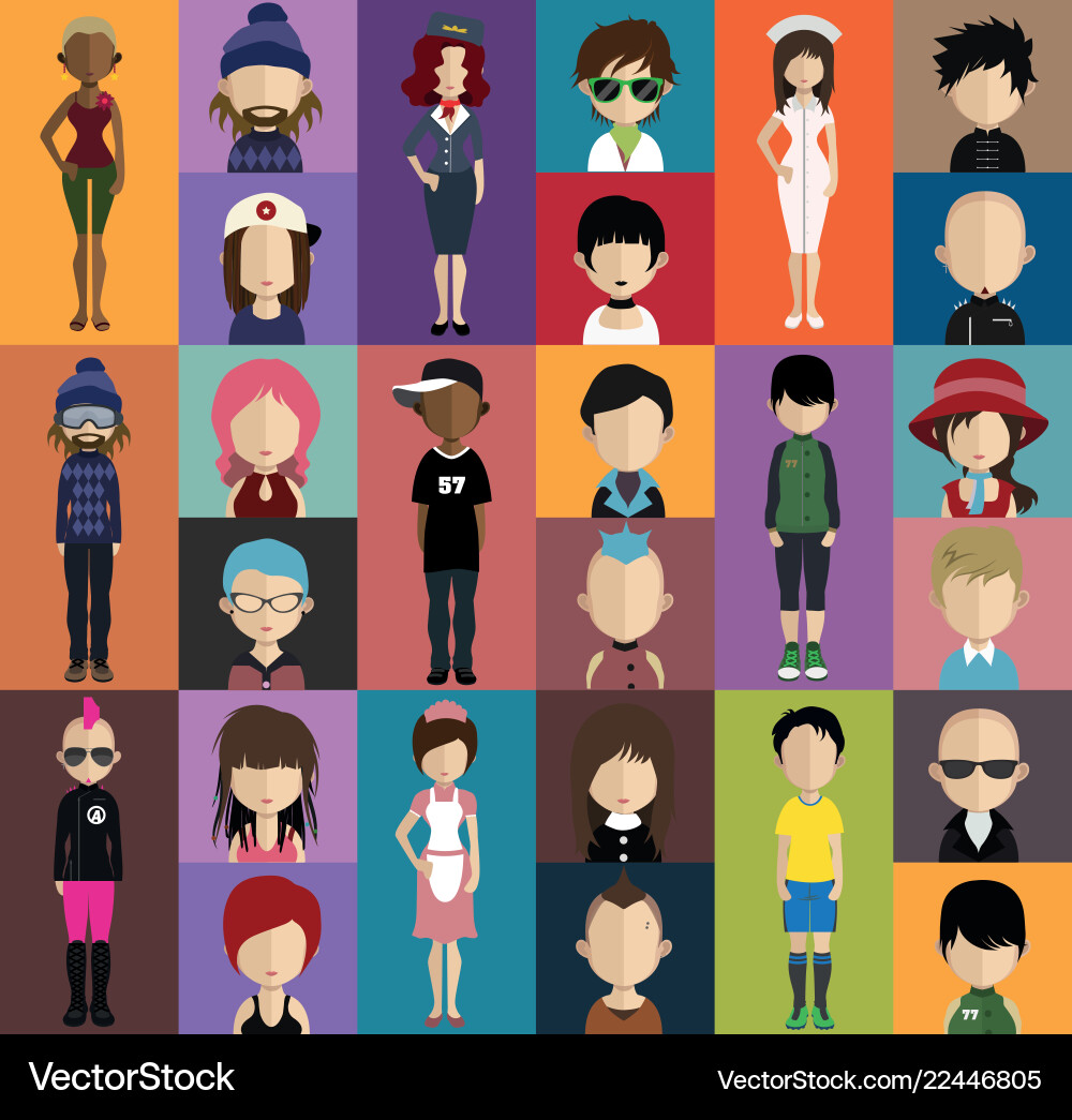 People avatar with full body and torso variations Vector Image