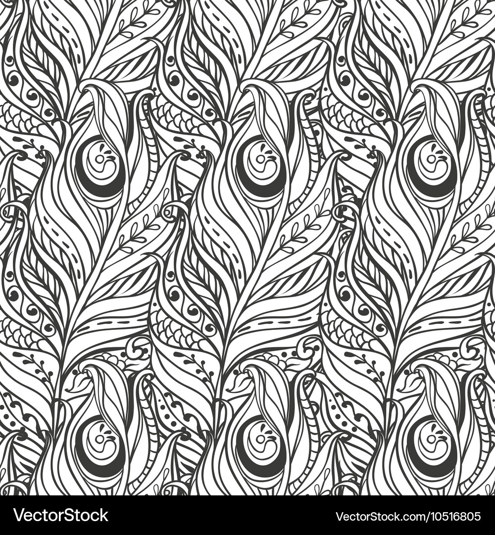 Seamless pattern with decorative feather Vector Image