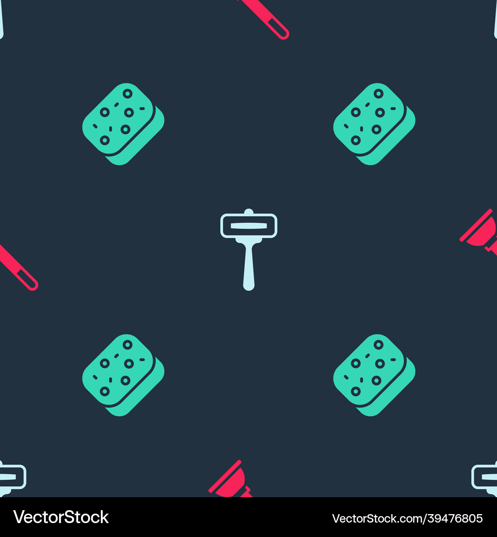 Set rubber plunger shaving razor and sponge Vector Image